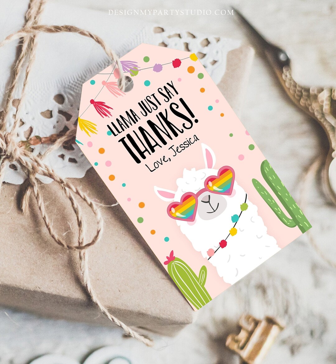 Editable Llama Favor Tags Llama Thank You Tags Fiesta Cactus Alpaca ...
