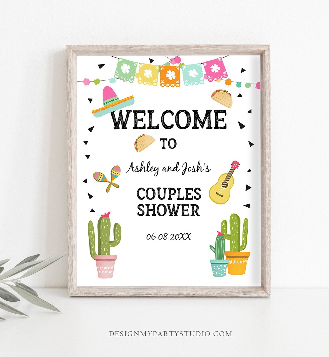 Editable Fiesta Cactus Welcome Sign Couples Shower Welcome Cactus ...