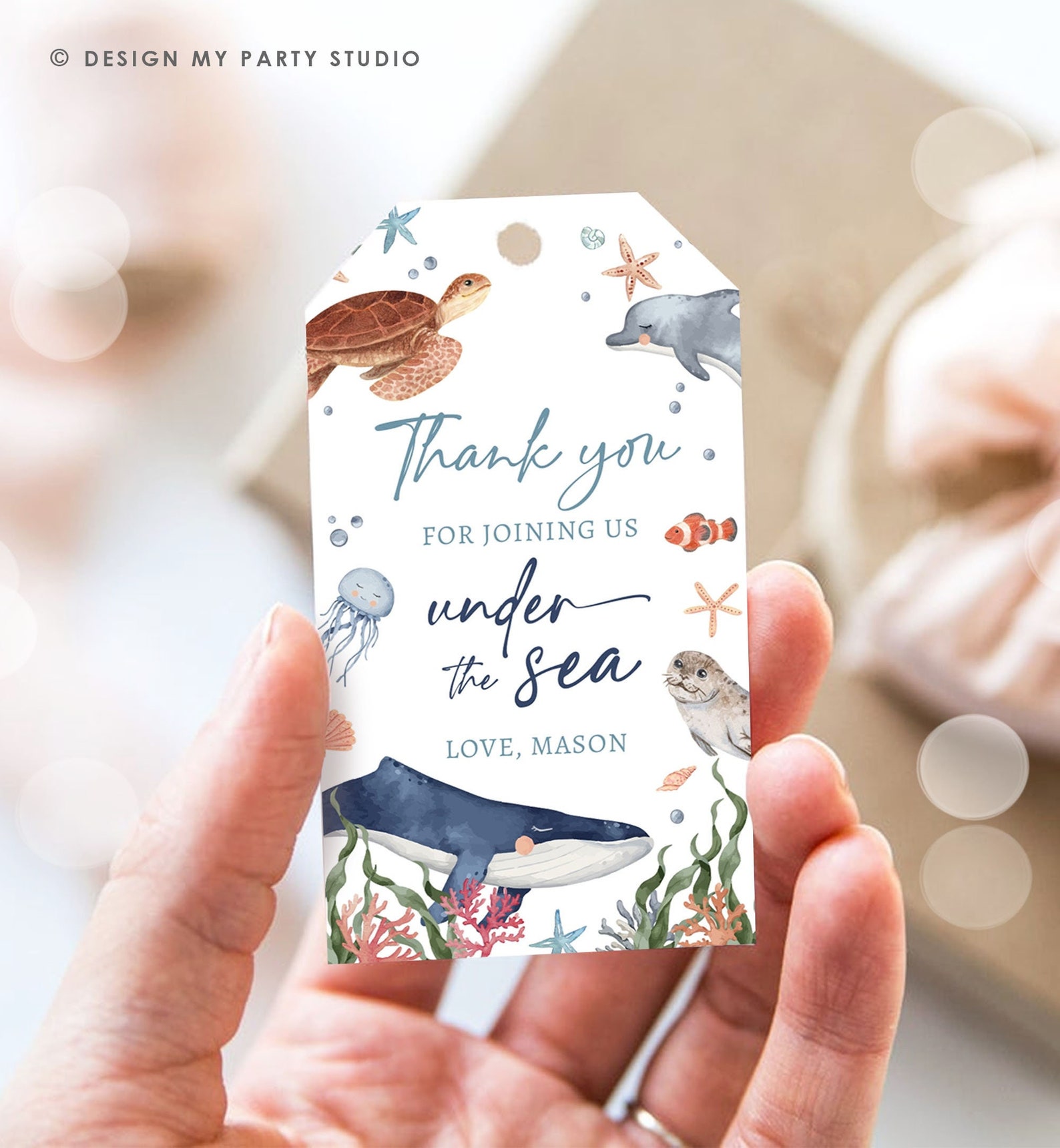 Editable Under the Sea Favor Tag Nautical Birthday Sea Life Ocean ...