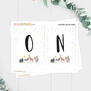 High Chair ONE Birthday Banner Party Animals Safari Animals Wild One ...