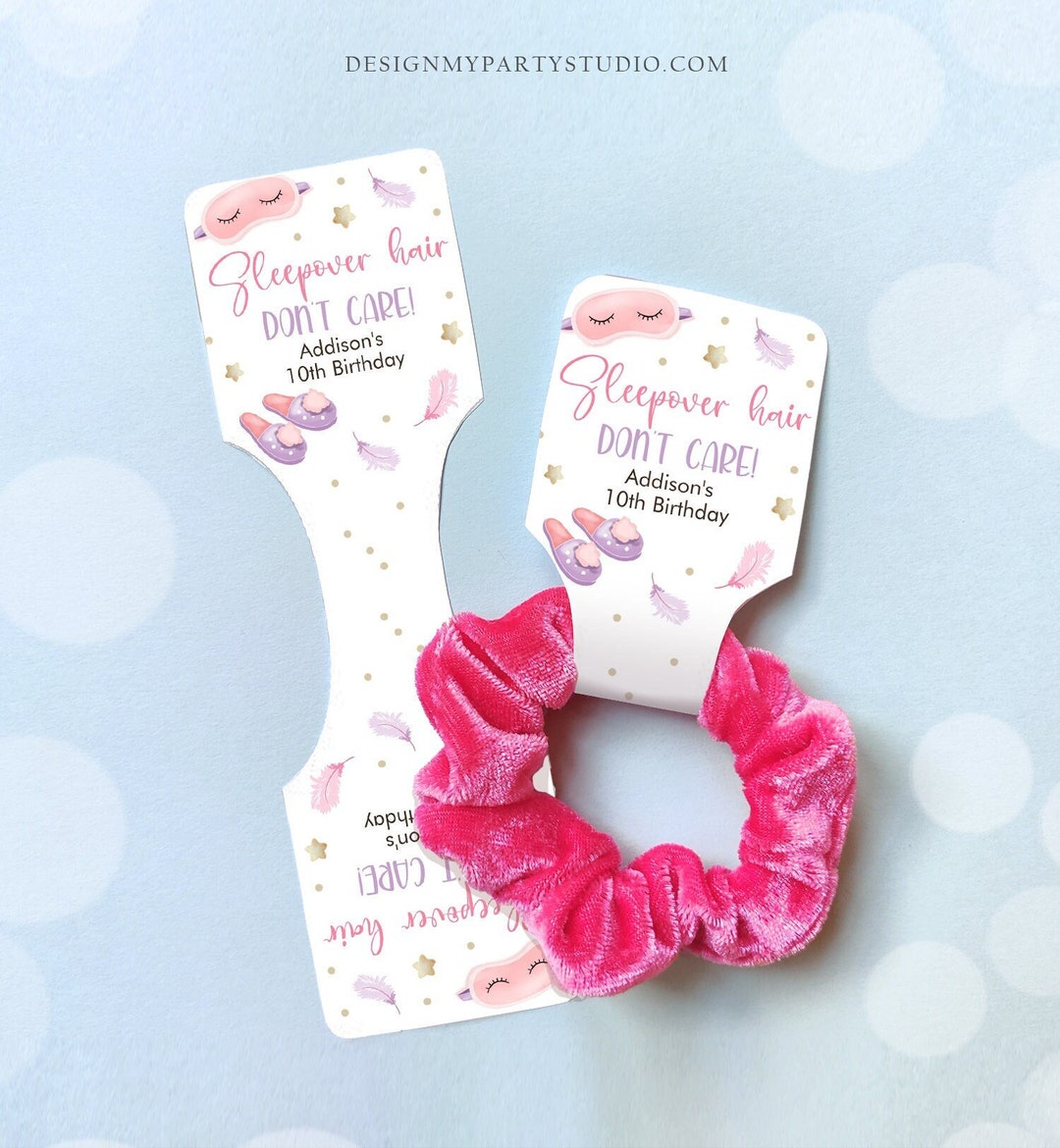 Editable Sleepover Favors Birthday Slumber Party Favors Hair Band ...