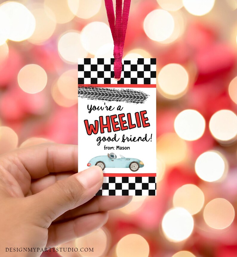 Editable Car Themed Valentine's Day Gift Tag Wheelie Good Friend ...