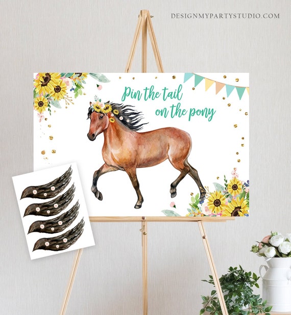 Editable Pin the Tail on the Pony Birthday Game Horse Birthday Party ...