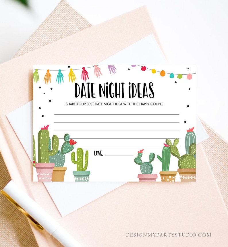 Editable Date Night Ideas Bridal Shower Game Idea Card Advice - Etsy