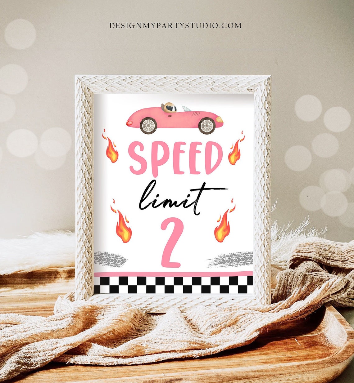 Speed Limit Race Car Sign Pink Race Car Birthday Party Girl - Etsy