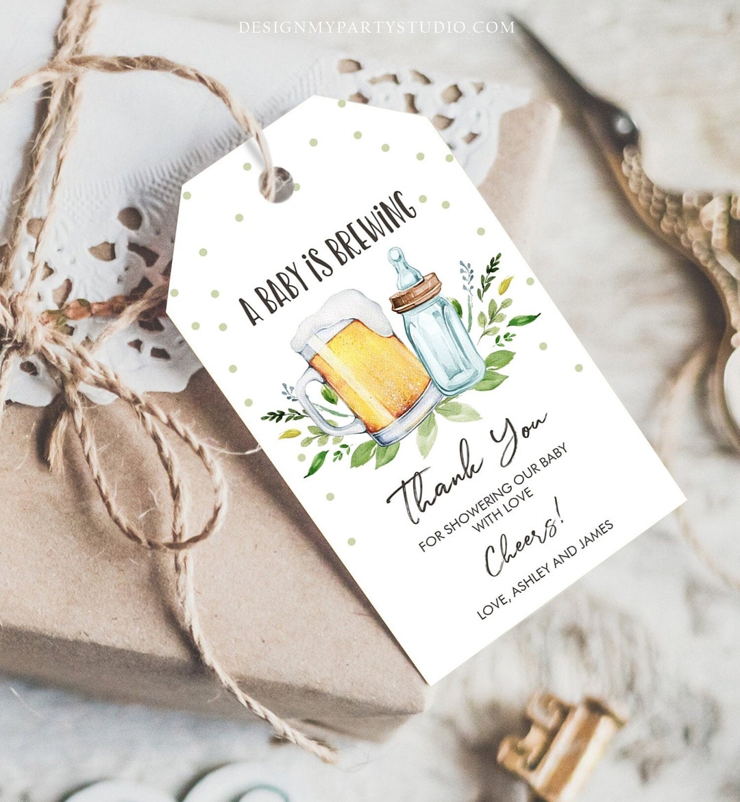 Editable A Baby is Brewing Baby Shower Favor Tags Beer Baby Shower ...