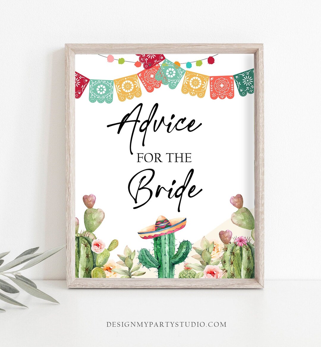 Advice for the Bride Sign Fiesta Cards Cactus Note Best Wishes ...