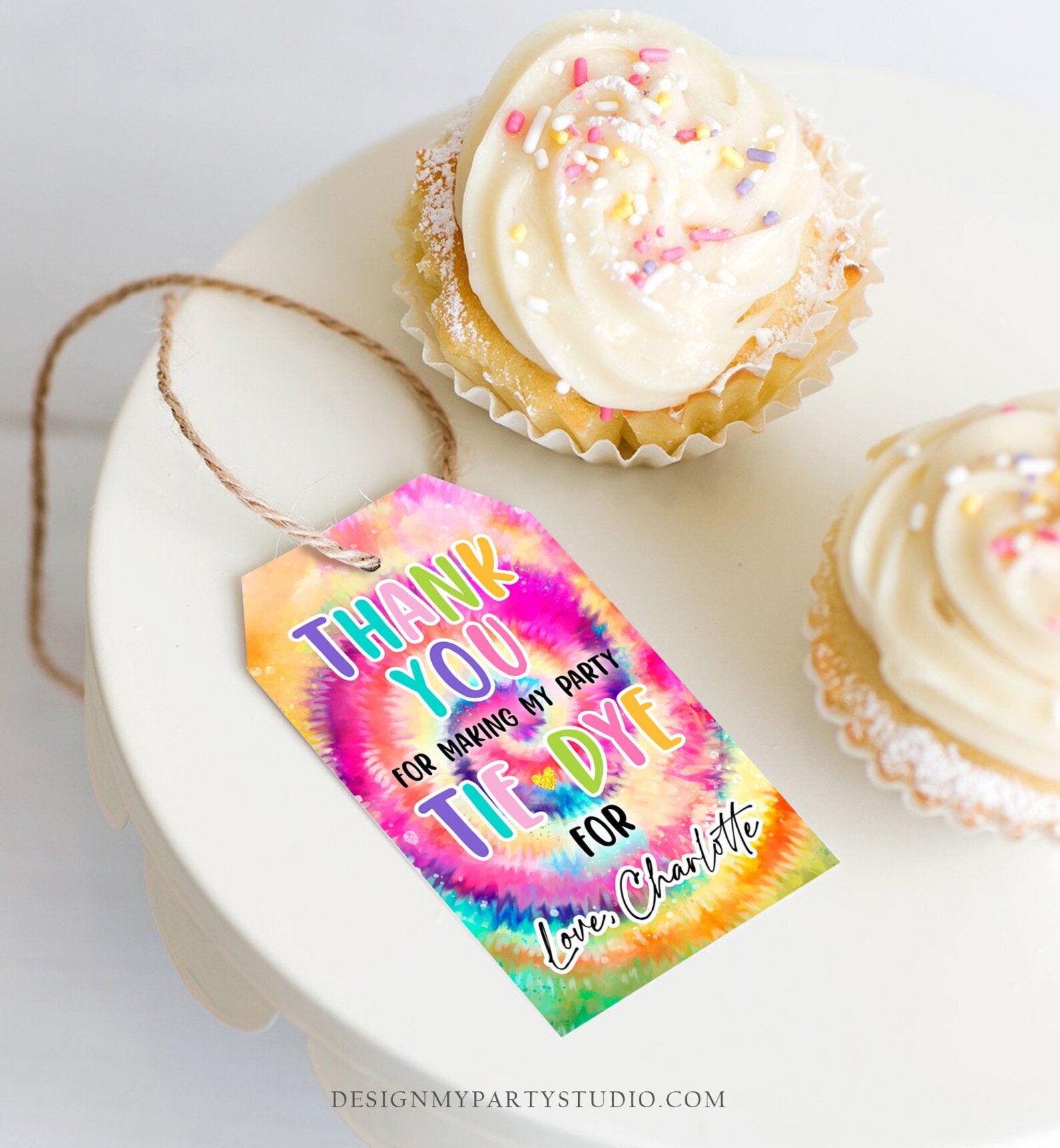 Editable Tie Dye Favor Tags Gift Tag Girl Tie Dye Birthday - Etsy