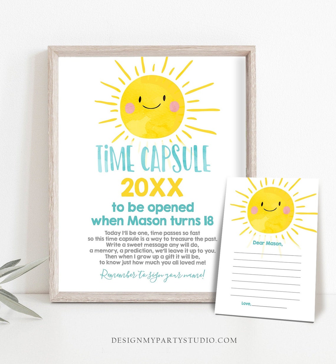 Editable Sunshine Time Capsule First Birthday Party Little | Etsy