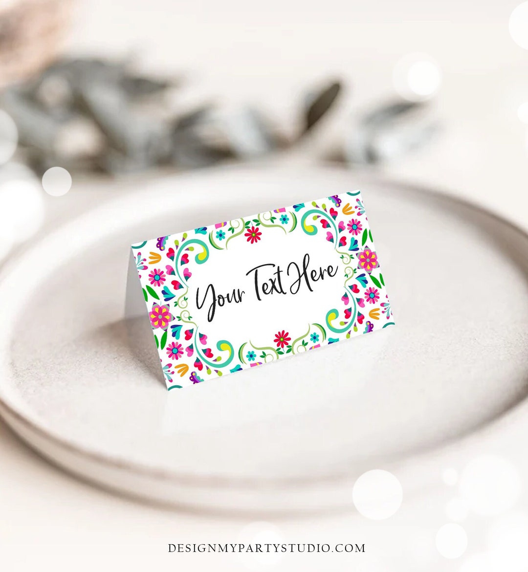 Editable Fiesta Cactus Food Labels Fiesta Party Place Card Tent Card ...