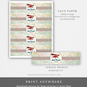 Editable Airplane Water Bottle Label Jet Fuel Labels Boy Baby Shower ...