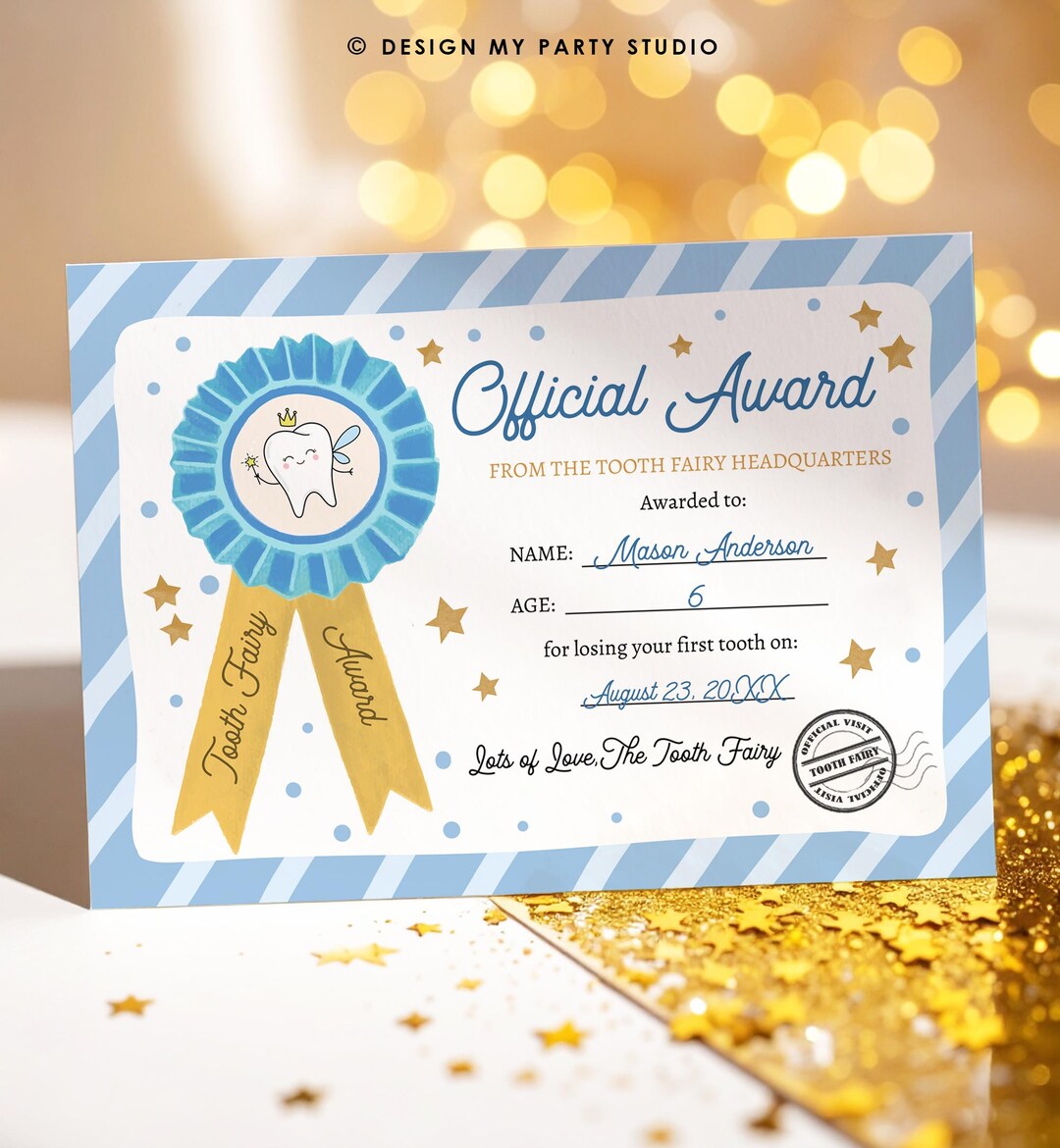 Editable Tooth Fairy Certificate Lost Tooth First Tooth Gift Fairy Note ...