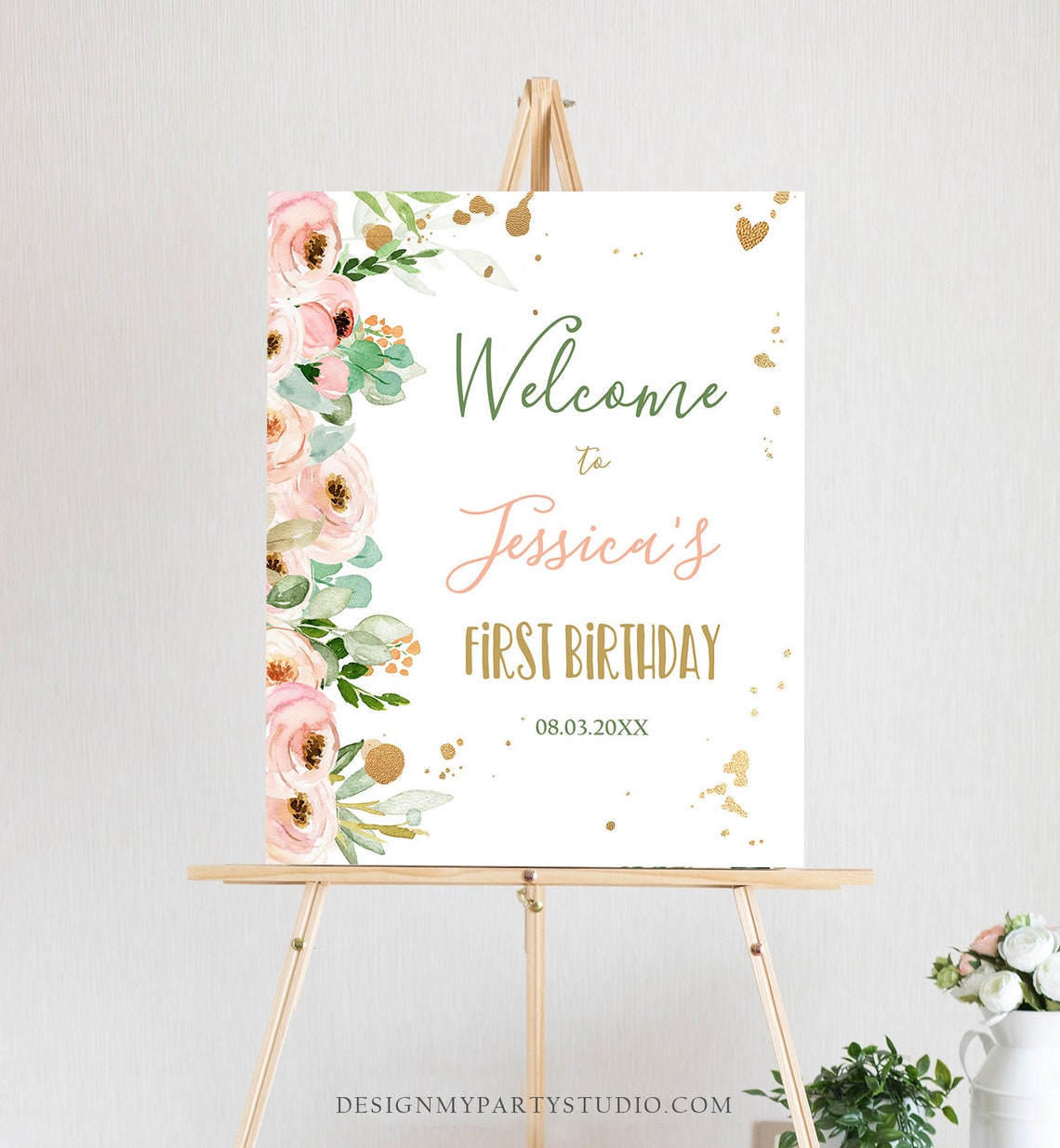 Editable Floral Welcome Sign First Birthday Little Miss | Etsy
