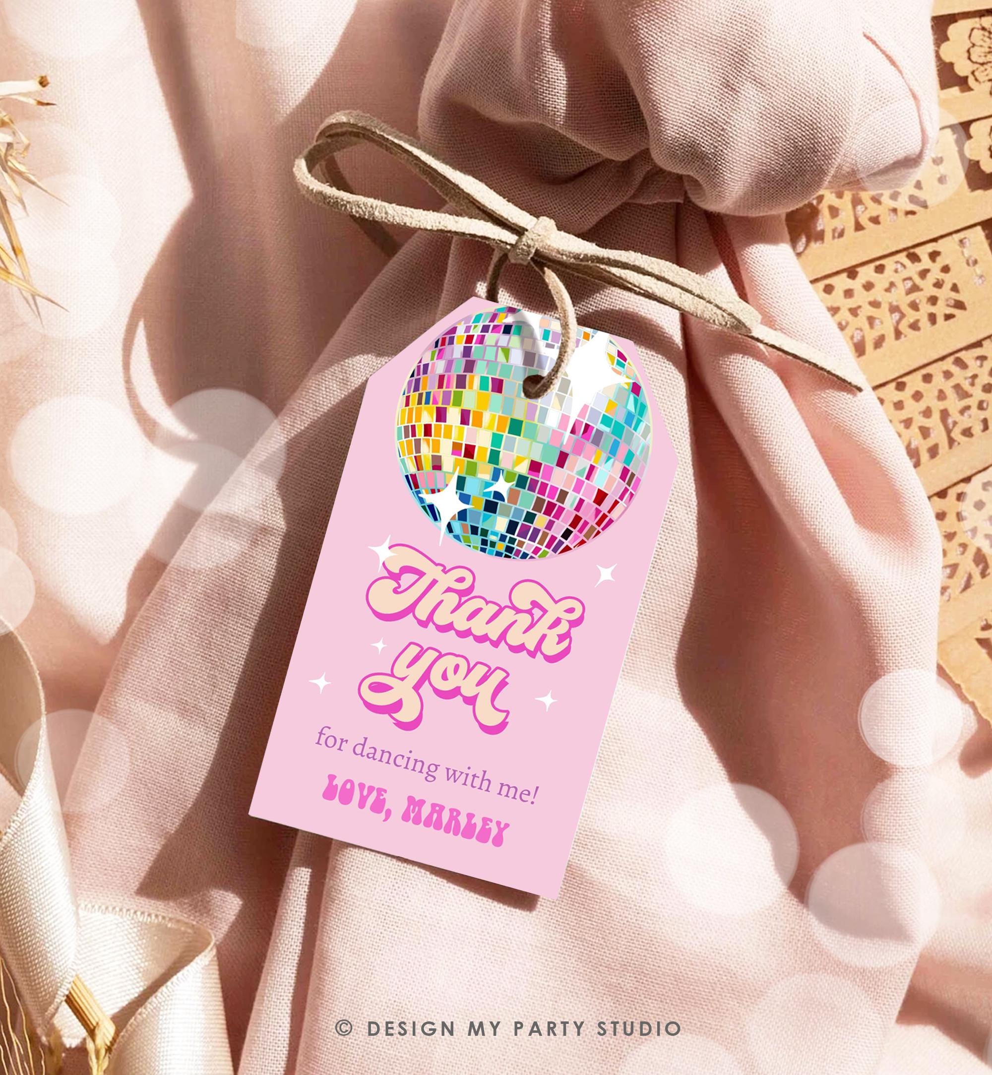 Editable Disco Ball Favor Tag Let's Disco Adult Party Birthday Thank ...