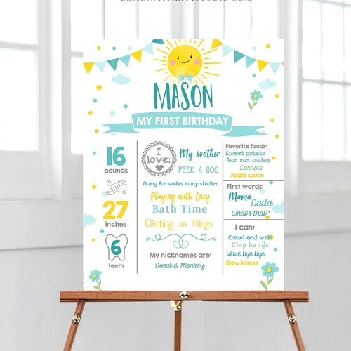 EDITABLE Sunshine 1st Birthday Milestone Sign Modern Sunshine - Etsy Canada