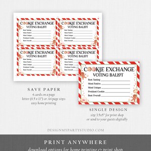 Editable Cookie Exchange Voting Ballots Cookie Vote Cards Christmas ...
