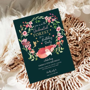 Editable Enchanted Forest Birthday Invitations Woodland Fairy Party ...
