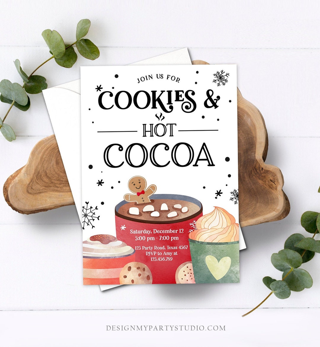 Editable Cookies and Cocoa Invitation Hot Cocoa Party Invite Hot ...