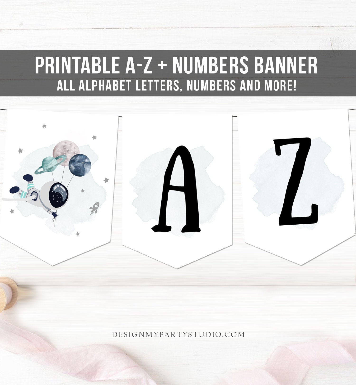 Space Alphabet Banner Letters A to Z Numbers Space Birthday | Etsy