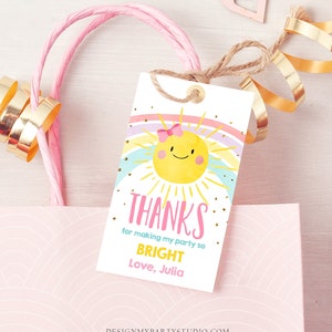 Editable Sunshine and Rainbows Favor Tags Little Sunshine Birthday ...