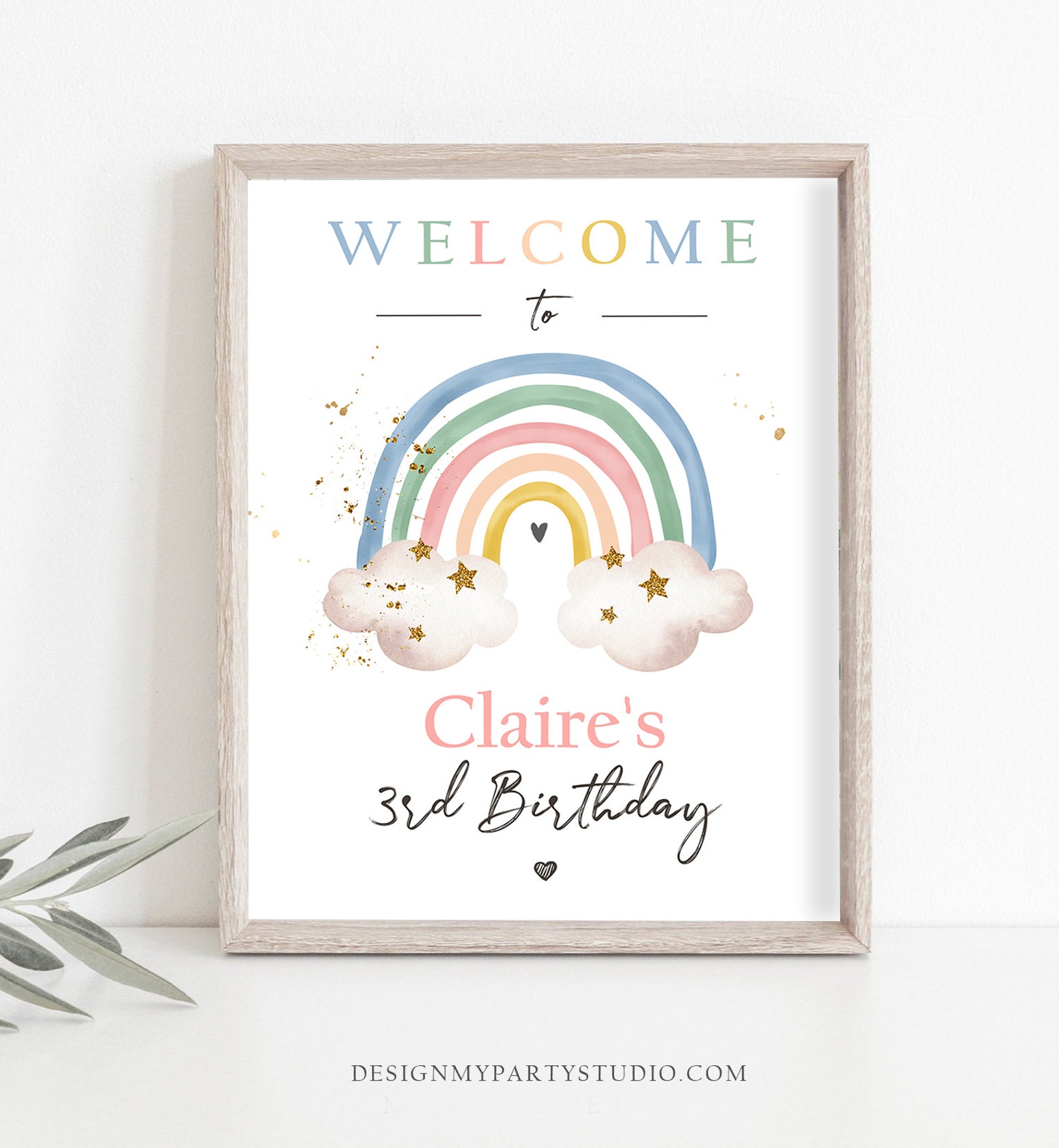 Editable Rainbow Welcome Sign Rainbow Birthday Modern Earth - Etsy