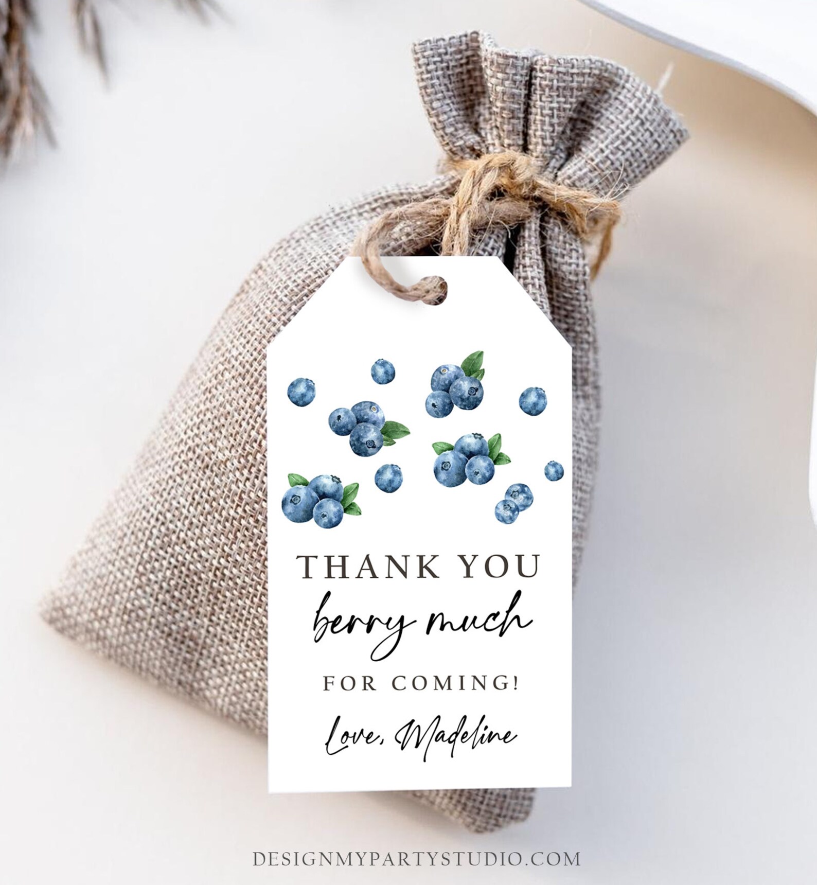 Editable Blueberry Favor Tags Berry First Birthday Blueberries Thank ...