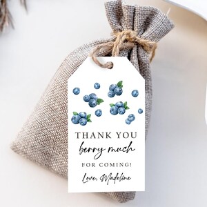 Editable Blueberry Favor Tags Berry First Birthday Blueberries Thank ...