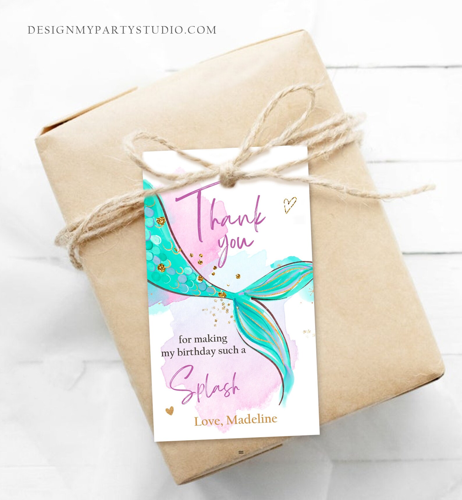 Editable Mermaid Birthday Favor Tag Under the Sea Thank You Tag Mermaid ...