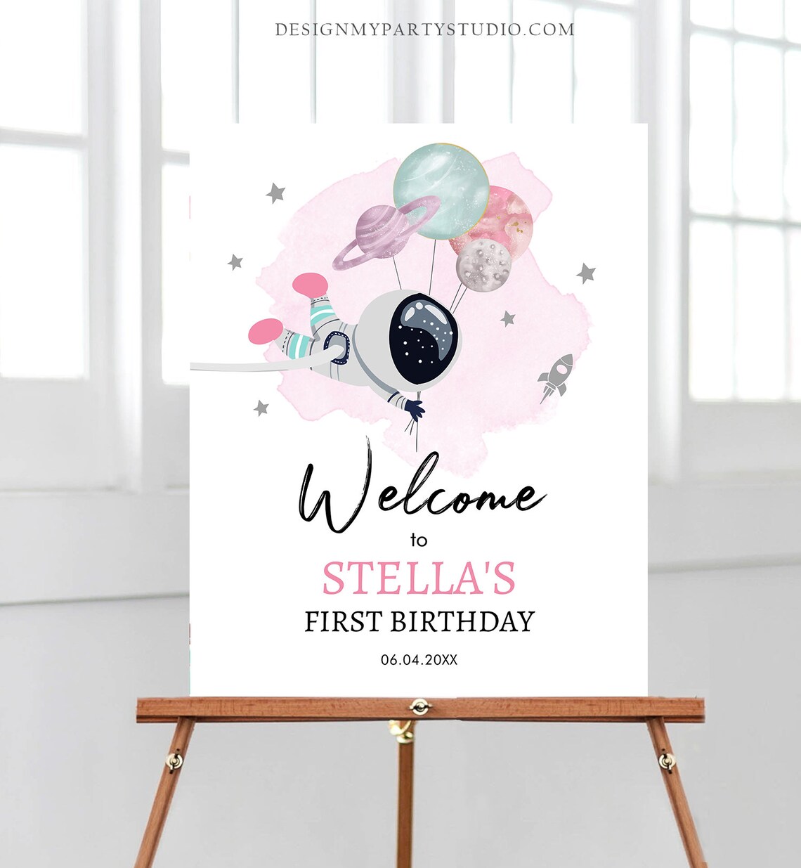 Editable Outer Space Birthday Welcome Sign 1st Birthday Girl - Etsy