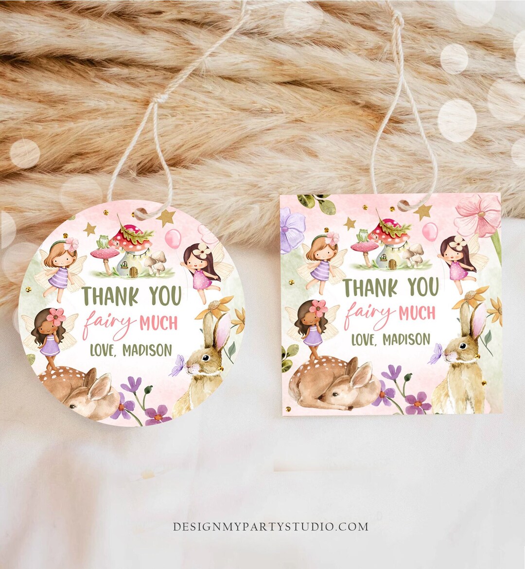 Editable Fairy Favor Tags Enchanted Forest Birthday Thank You Tags ...