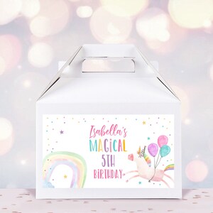 Editable Unicorn Birthday Party Gable Box Favor Label Magical Unicorn ...