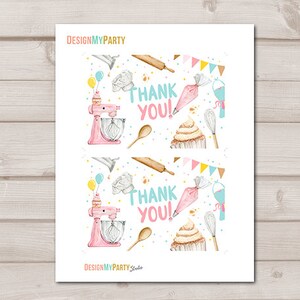 Baking Thank You Card Kids Cooking Birthday Thank You Note 4x6" Girl ...