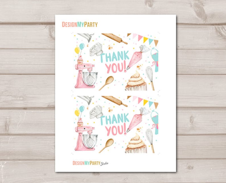 Baking Thank You Card Kids Cooking Birthday Thank You Note - Etsy
