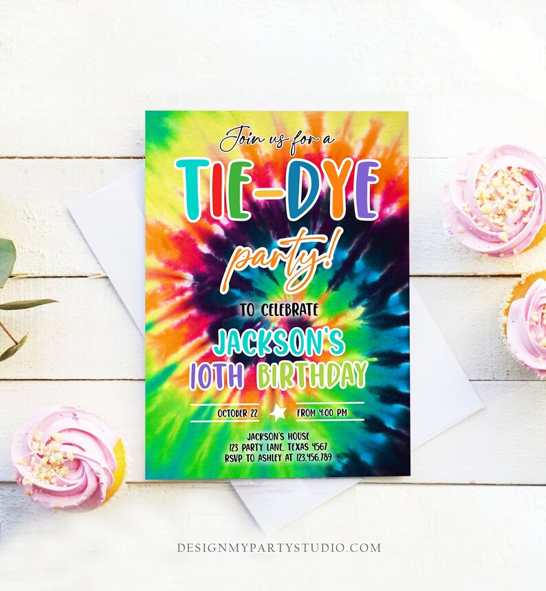 Editable Tie Dye Birthday Invitation Tie Dye Party Invite Boy - Etsy
