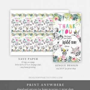 Editable Party Animals Favor Tags Wild One Animals Thank You Tags ...