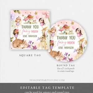 Editable Fairy Favor Tags Enchanted Forest Birthday Thank You Tags ...