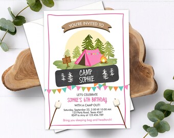 Camping Birthday Party Invitation Camp Out Sleepover Editable - Etsy