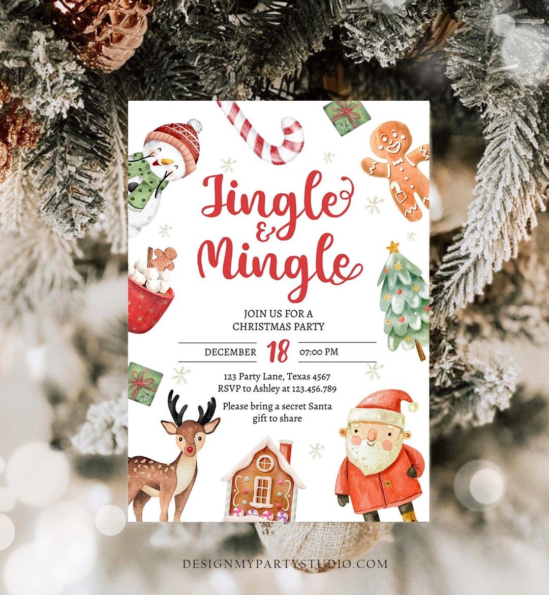 Editable Christmas Party Invitation Kids Christmas Invite Holiday Party ...