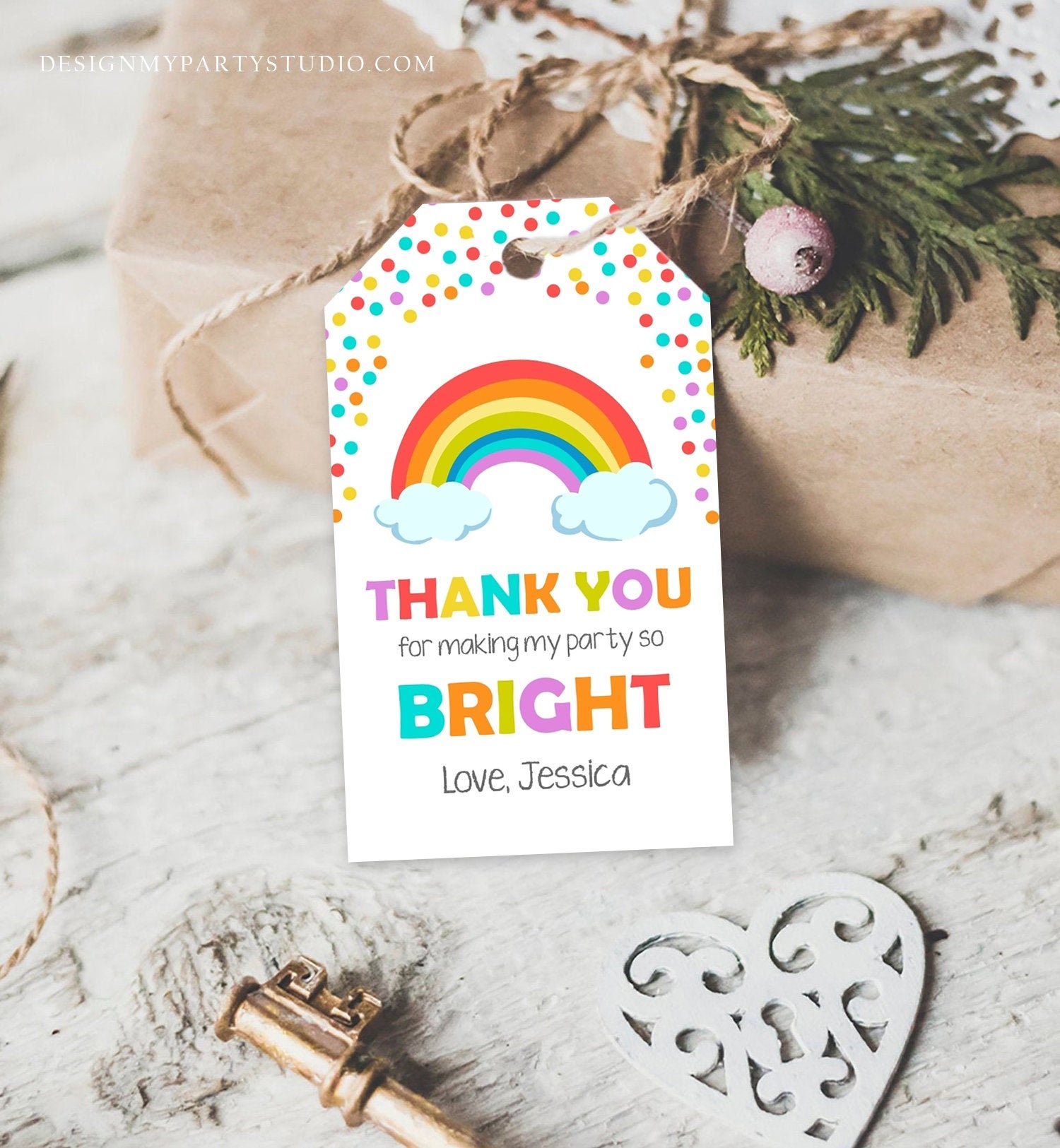 Editable Rainbow Favor Tags Rainbow Birthday Thank You Tags - Etsy