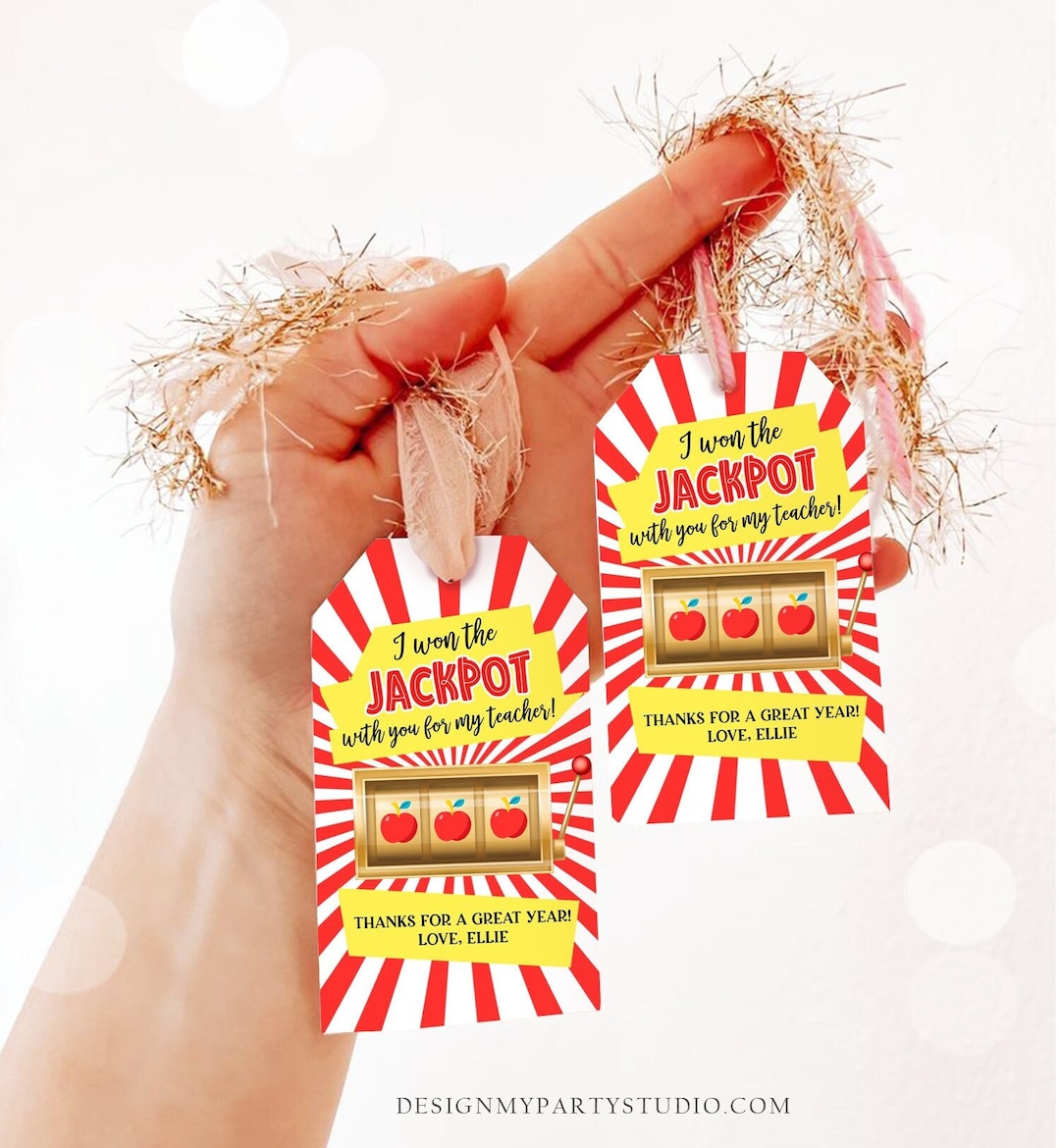 Editable Teacher Appreciation Gift Tags Jackpot Tag Teacher Tag School ...