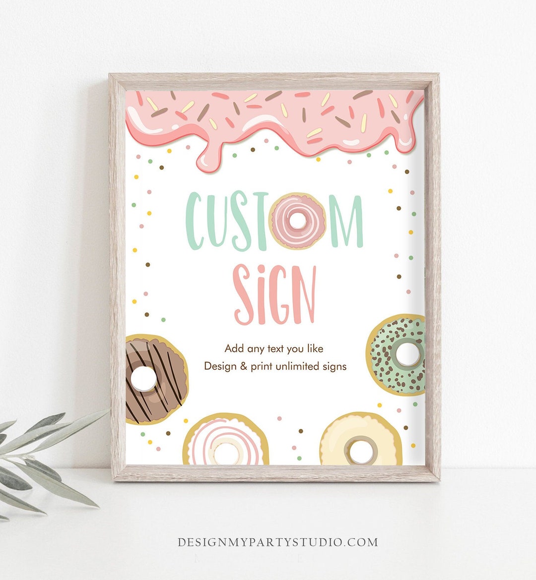 Editable Donut Custom Sign Birthday Bridal Shower Baby Shower Wedding ...