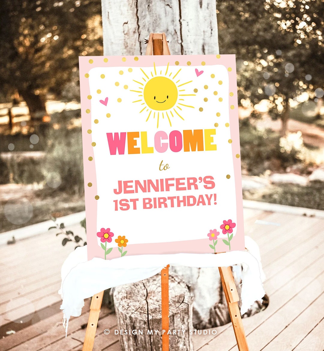Editable Welcome Sign Sunshine Birthday Little Sunshine Party Baby ...