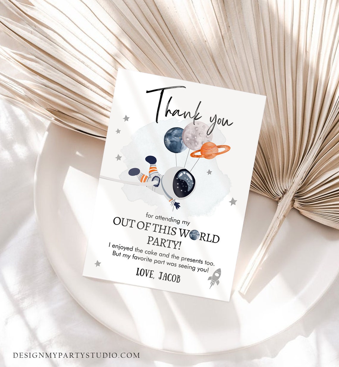 Editable Space Birthday Thank You Card Space Astronaut Thank - Etsy