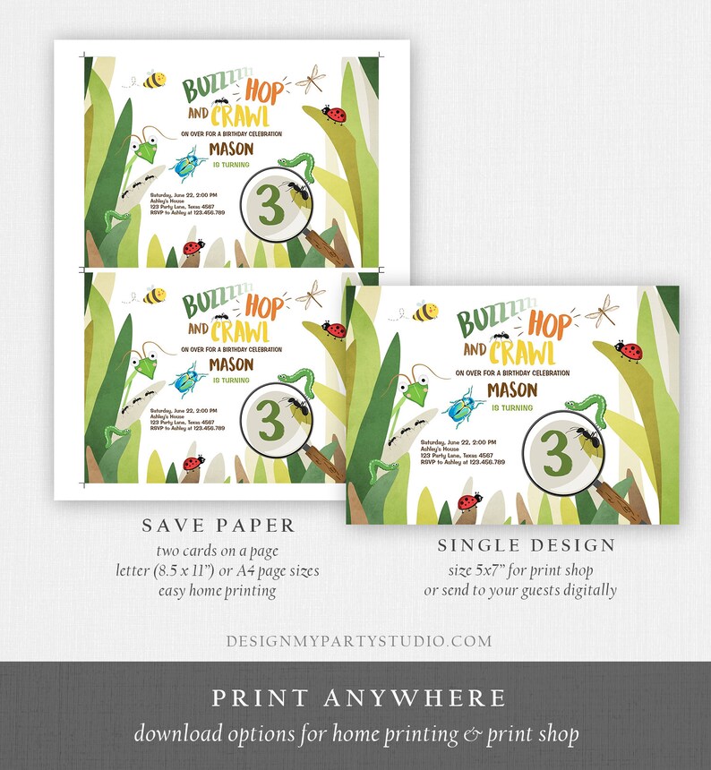 Editable Bug Birthday Invitation Insect Party Bugging Outdoor - Etsy