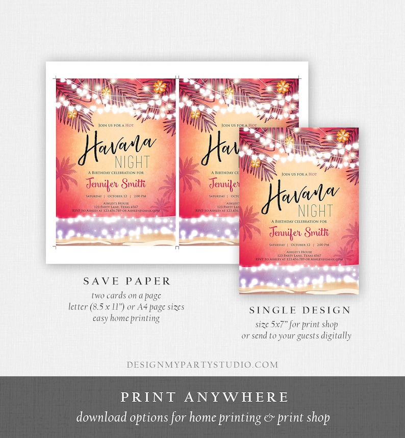 Editable Havana Nights Invitation Night in Havana Birthday | Etsy