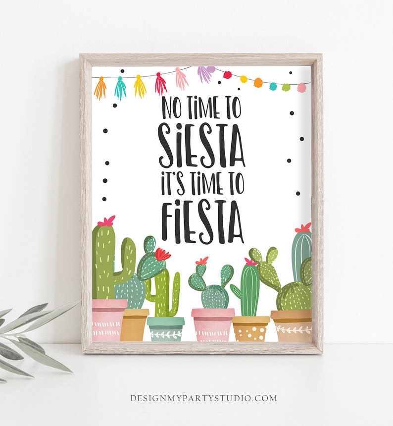No Time to Siesta It's Time to Fiesta Sign Bridal Shower | Etsy