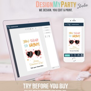Editable Sunglasses Valentines Tag Valentines Glasses You Shine Bright ...