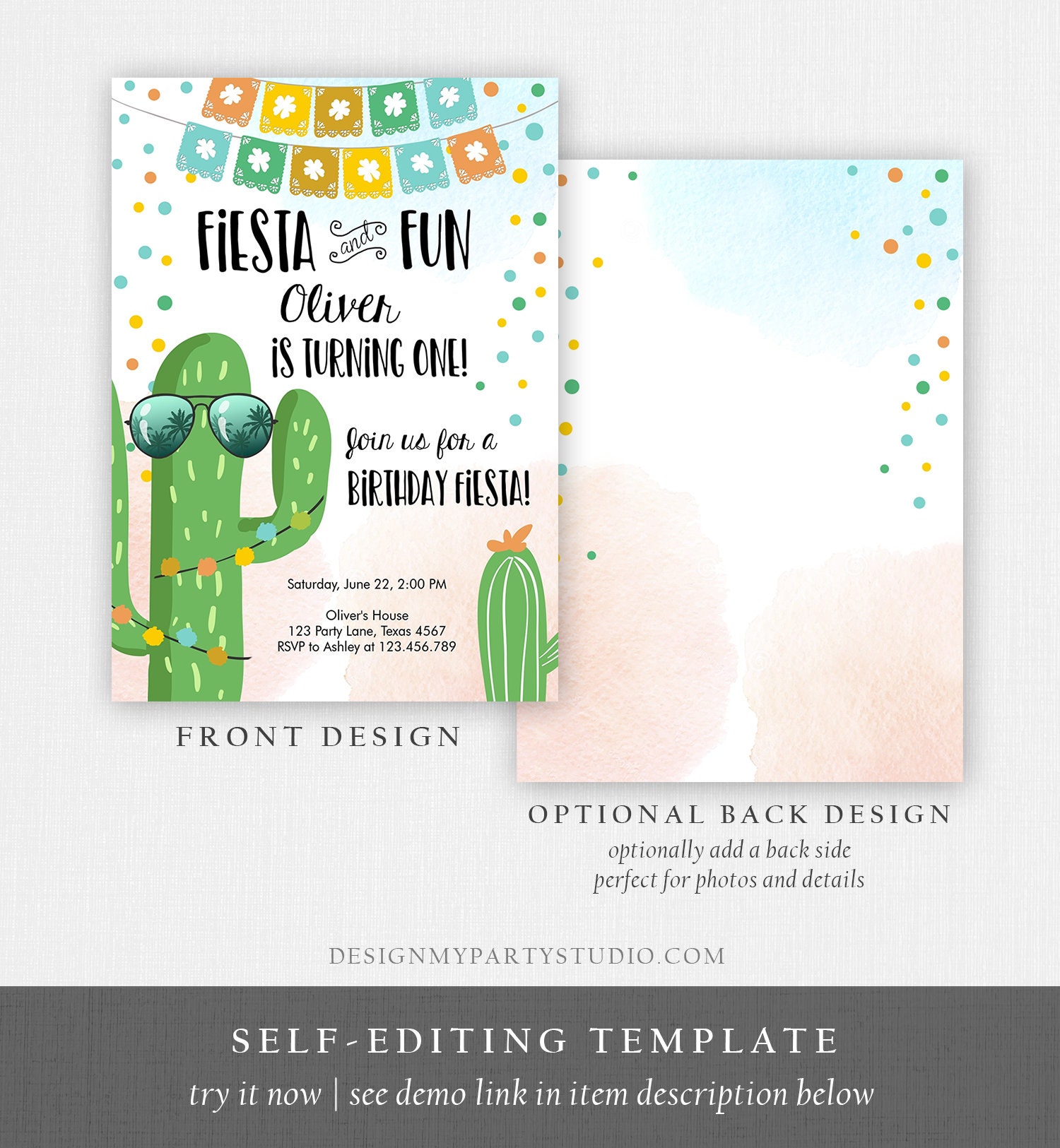 Editable Fiesta and Fun Birthday Invitation First Fiesta - Etsy