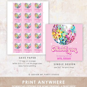 Editable Disco Ball Favor Tag Let's Disco Adult 70s Party Birthday ...