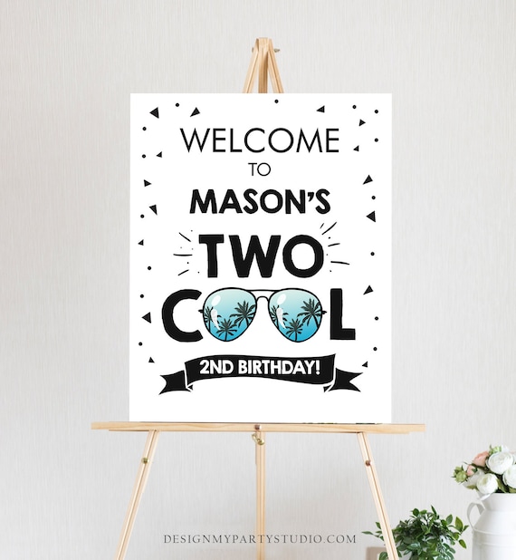 Editable Two Cool Birthday Welcome Sign 2nd Birthday I'm | Etsy
